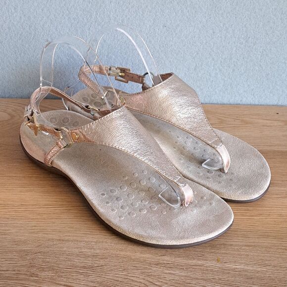 Vionic | Shoes | Vionic Kirra Metallic Gold Leather Thong Sandals ...